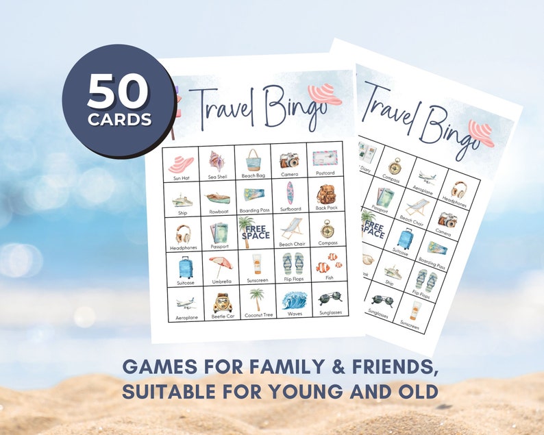 Printable Travel Picture Bingo Game. Bingo Activity Cards for Your ...