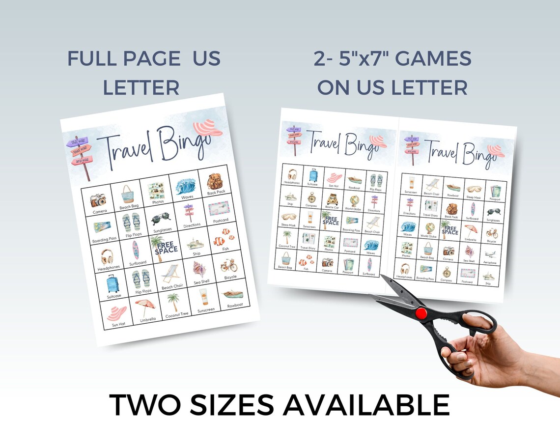 Printable Travel Picture Bingo Game. Bingo Activity Cards for Your ...