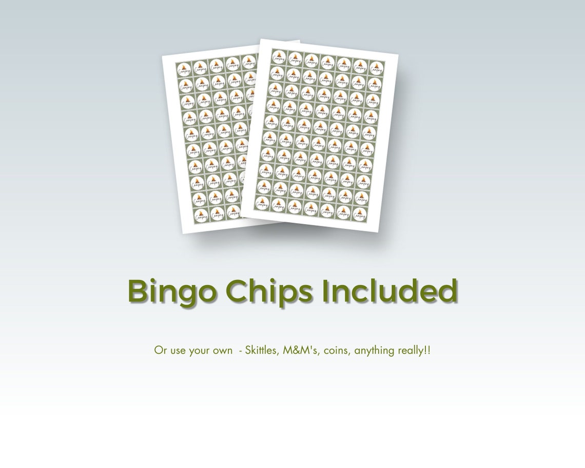 50 Printable Camping Bingo Cards Camping Picture Bingo Camping Party ...
