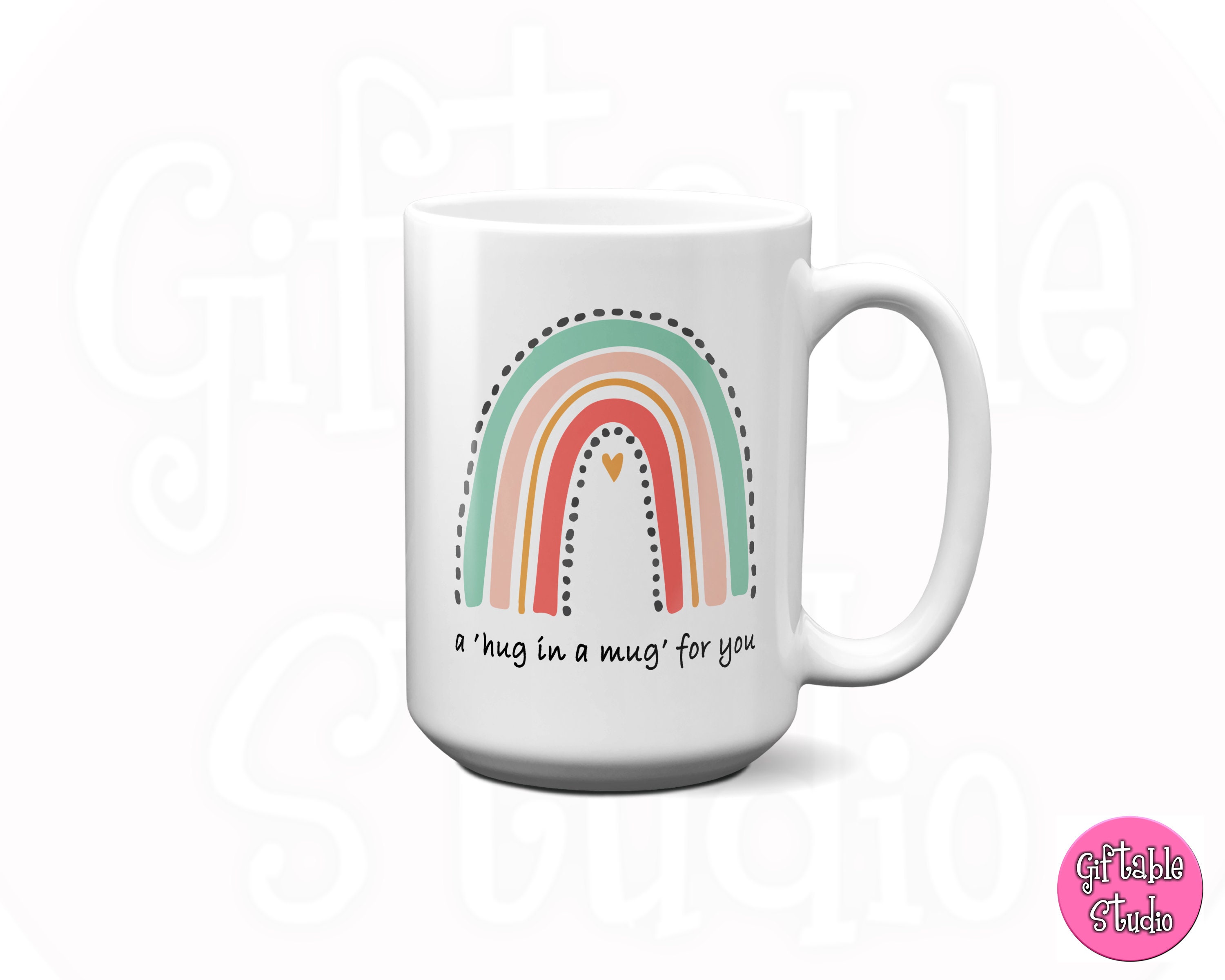 Sending a Hug in a Mug, Sympathy Gift, Social Distance Hug Mug, Rainbow ...