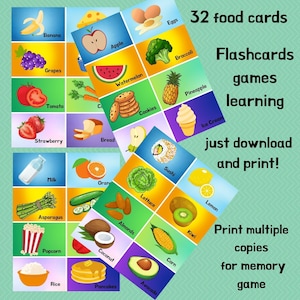 Flashcards - Food Cards - Toddler Flashcards - Pdf Printable Cards ...
