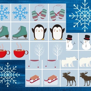 Winter Memory Matching Game - Memory Game - Kids Game - Printable Game ...