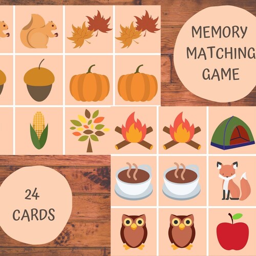 Fall Memory Game Memory Game Printable Game Memory - Etsy