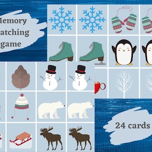 Winter Memory Matching Game - Memory Game - Kids Game - Printable Game ...