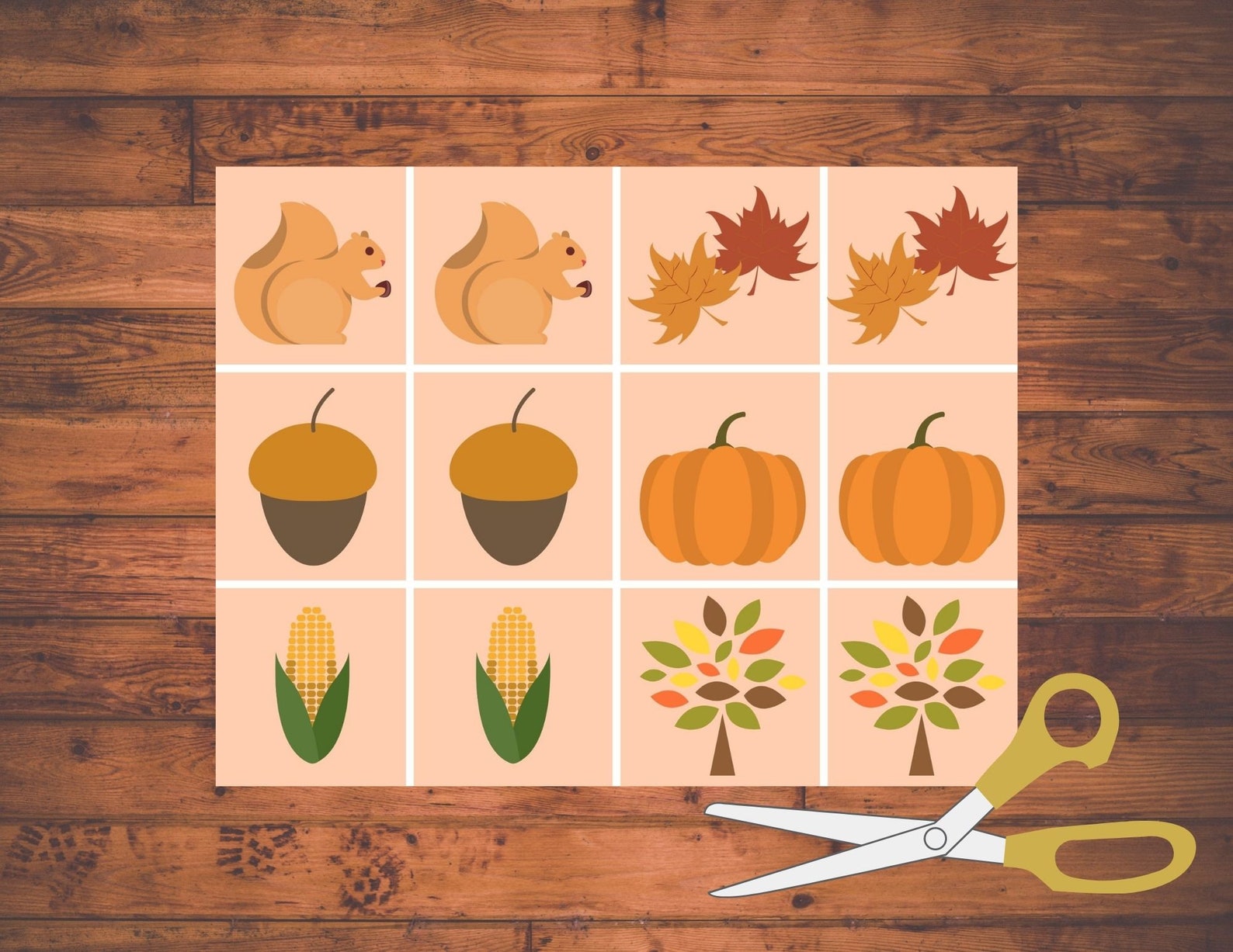 Fall Memory Game - Memory Game - Printable Game - Memory Matching Game ...