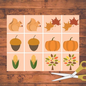 Fall Memory Game - Memory Game - Printable Game - Memory Matching Game ...