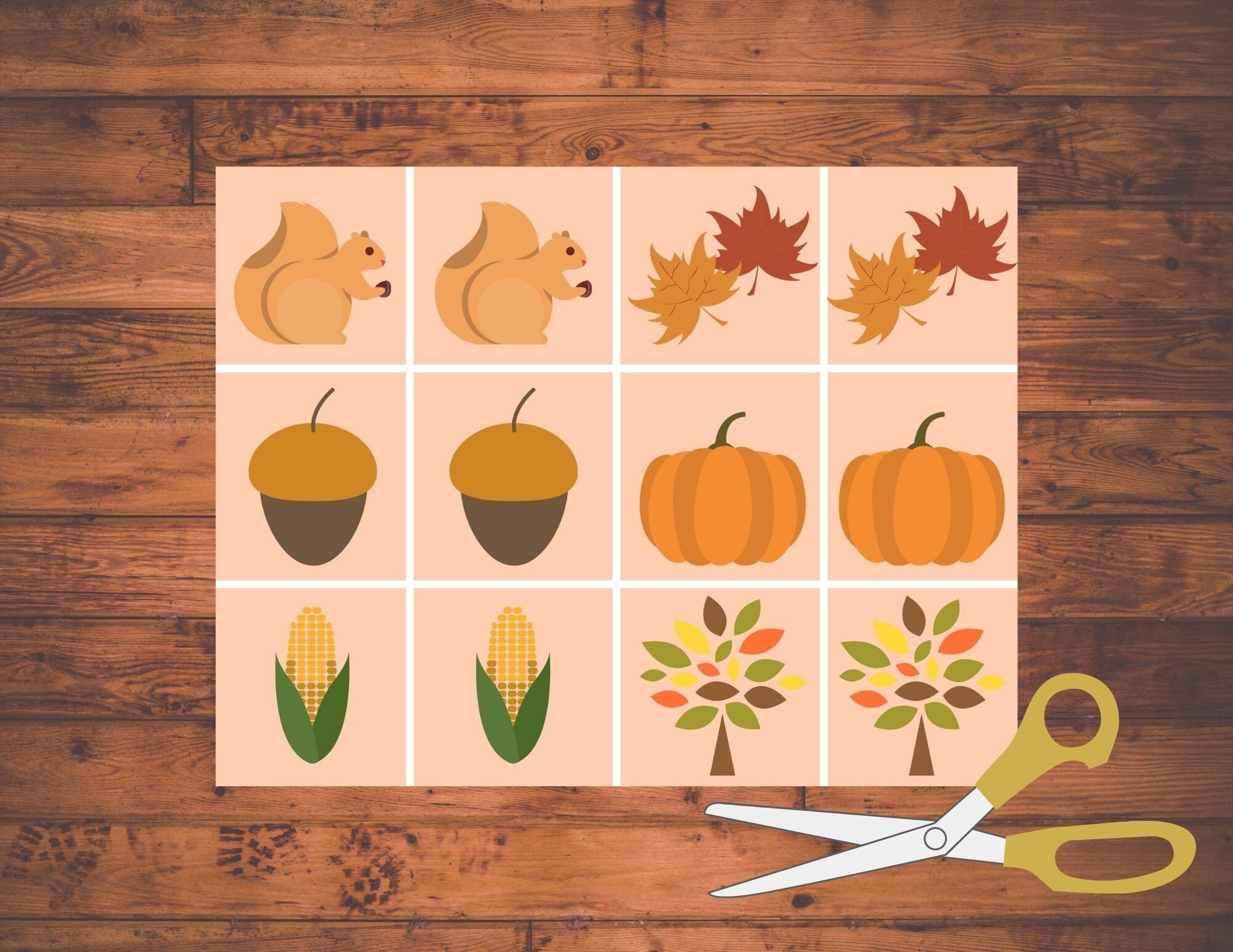 Fall Memory Game - Memory Game - Printable Game - Memory Matching Game ...