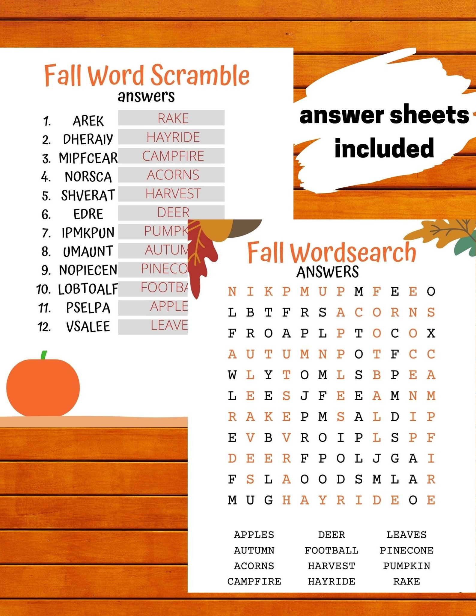 Fall Word Games - Word Game - Games for Kids - Printable Games - Word ...