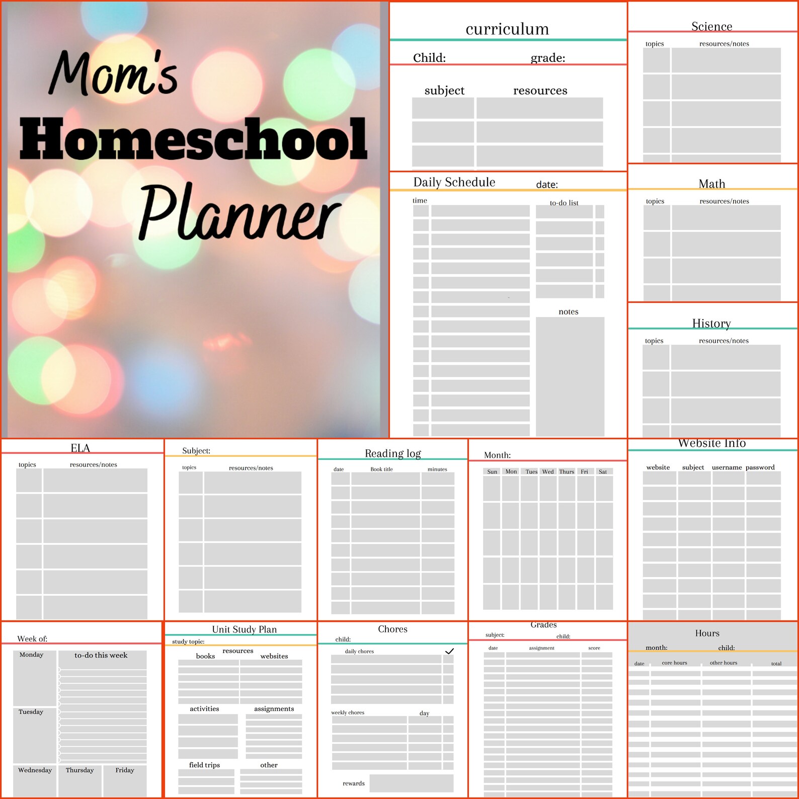 Homeschool Planner - Teacher Planner - Mom Planner - Complete ...