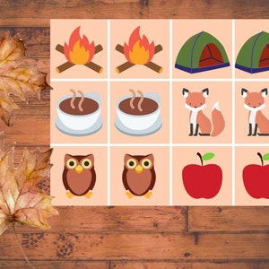 Fall Memory Game - Memory Game - Printable Game - Memory Matching Game ...