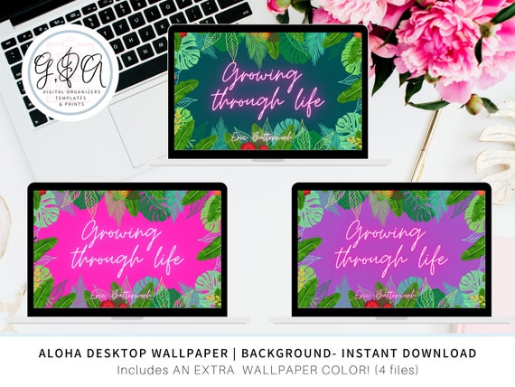 Aloha DESKTOP WALLPAPER Tropical Desktop BACKGROUND | Etsy