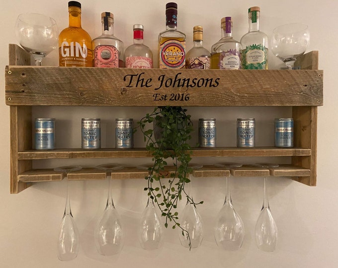 Personalised Gin Shelf / Bar - Etsy UK