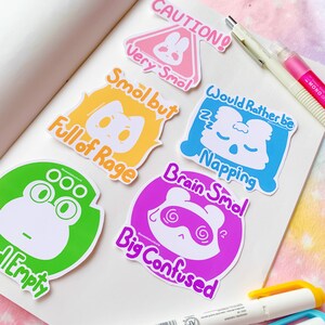 Smol Rainbow Moody Animal Stickers Relatable Mood Quotes Cute Animals ...