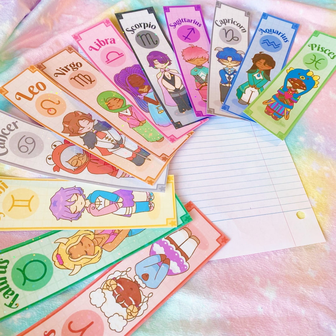 Zodiac Chibi Bookmarks Kawaii Anime Gijinka Zodiac Star Signs Theme ...