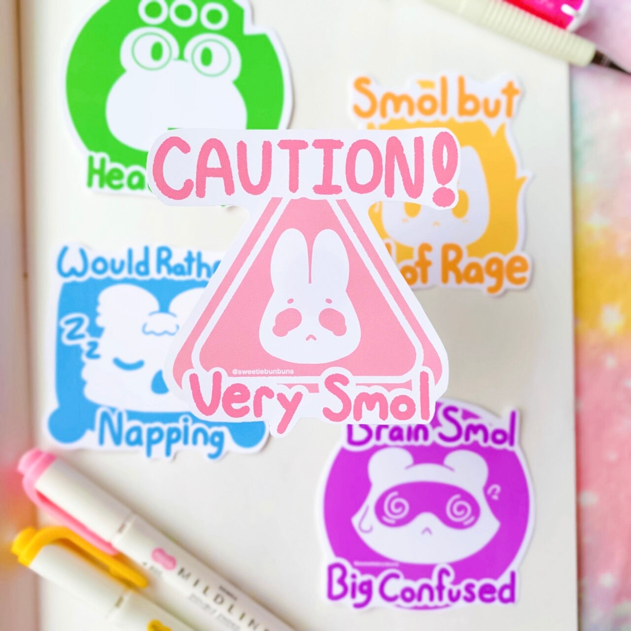 Smol Rainbow Moody Animal Stickers Relatable Mood Quotes - Etsy