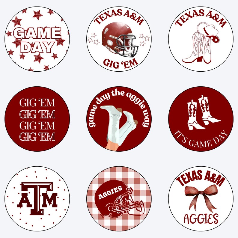 5 Texas A&M Game Day Pins - Etsy