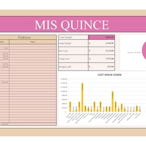 Mis Quince Budget Spreadsheet, Guest List Template, Editable Guest List ...