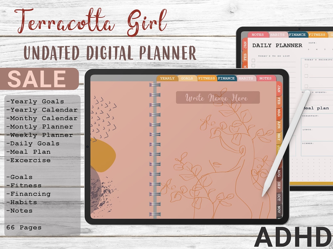 Terracotta Girl, 2023 Digital Planner, iPad Planner, Goodnotes Planner ...