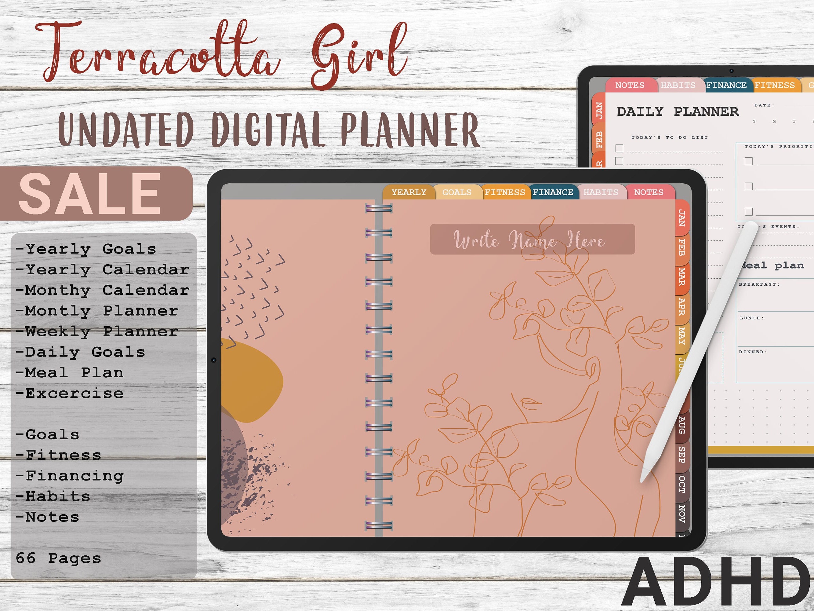 Terracotta Girl, 2023 Digital Planner, iPad Planner, Goodnotes Planner ...