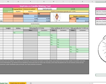 Candle Making Spreadsheet, Wicking, Wax, Fragrance Load Calculator, and ...