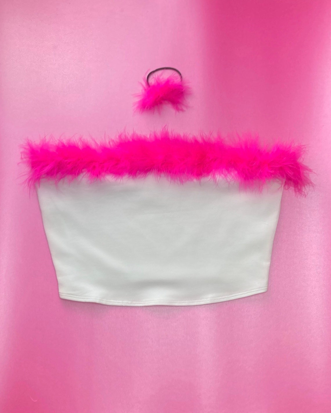 Fluffy crop tube top with matching fluffy hair tie available | Etsy
