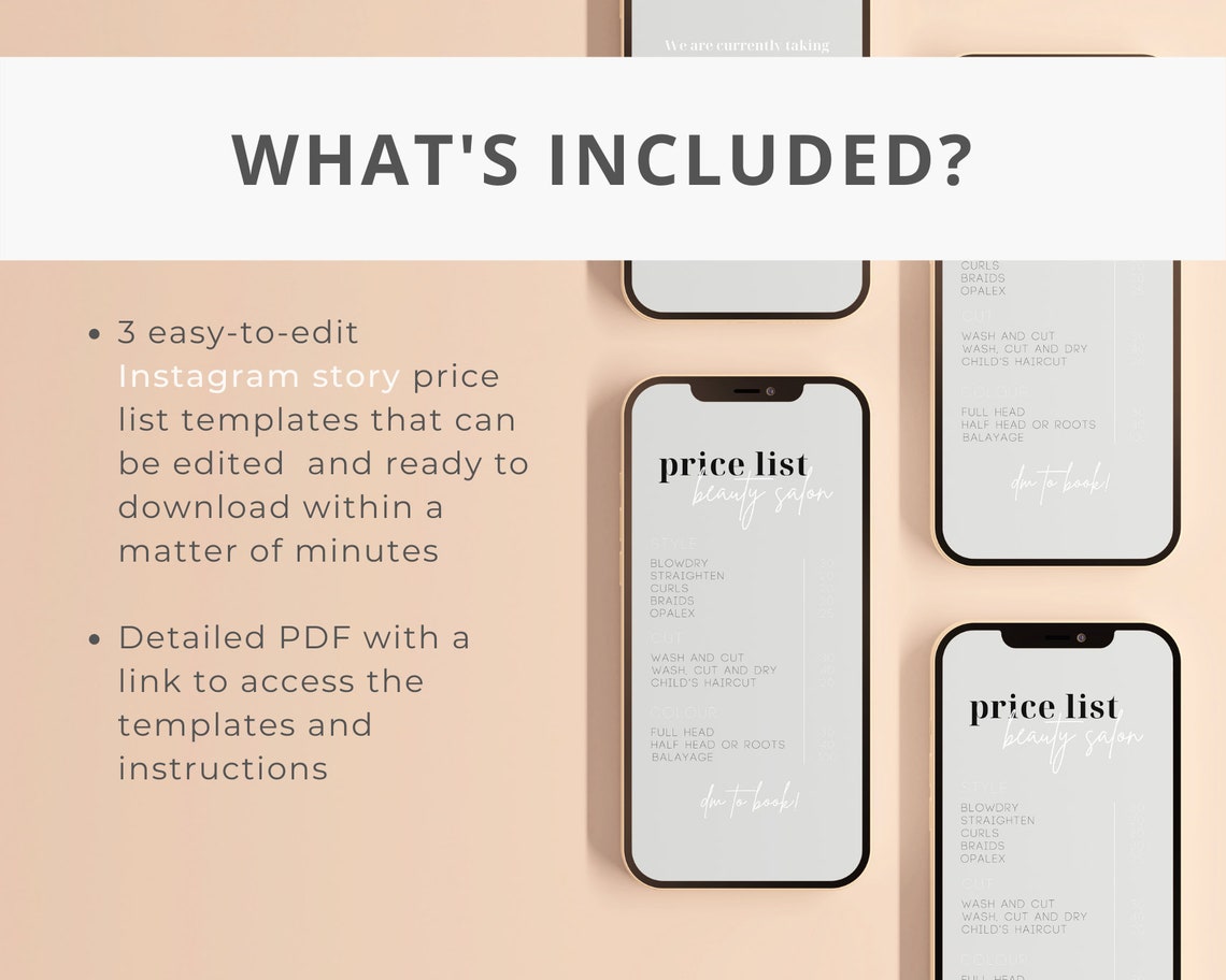 Price List Template for Instagram Small Business Editable - Etsy