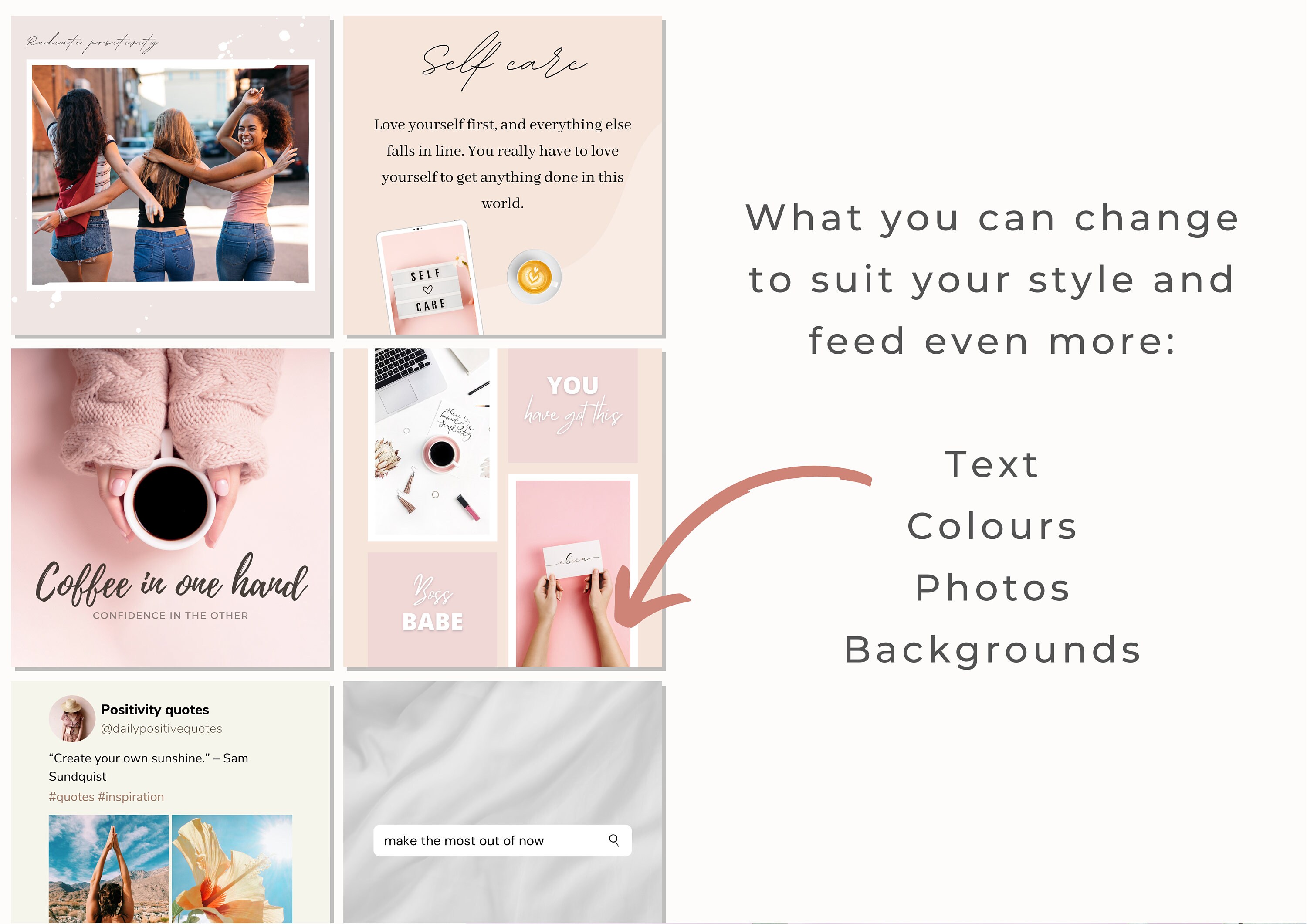 Positive Quote Posts, Affirmation and Self Love Insta Templates ...