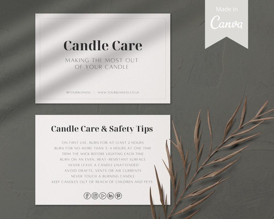 Candle Care Card Template, Custom Cards for Business, 6X4 Business ...