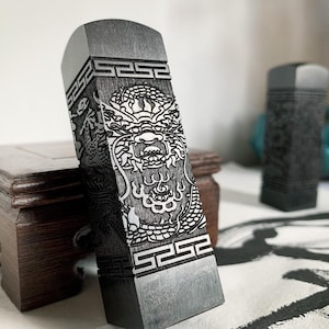 Custom Chinese Name Chop: Black Sandalwood Calligraphy Seal - Etsy