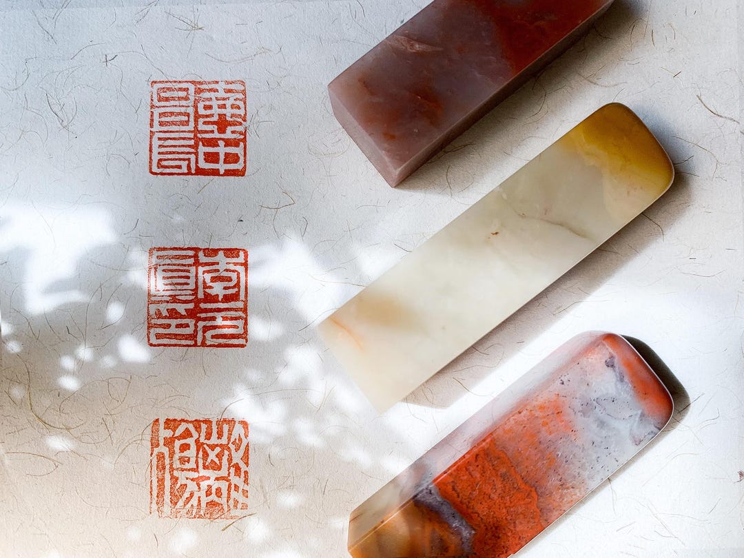 Hand-carved Hibiscus Stone Chinese Name Stamp: Custom Seal Script - Etsy