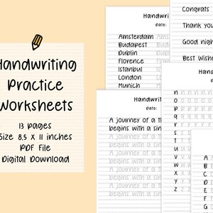 Handwriting Practice Sheets Handwriting Worksheet - Etsy