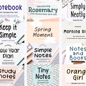 Happy Note Cute Handwritten Font Bundle 1&2 Note Taking Font - Etsy