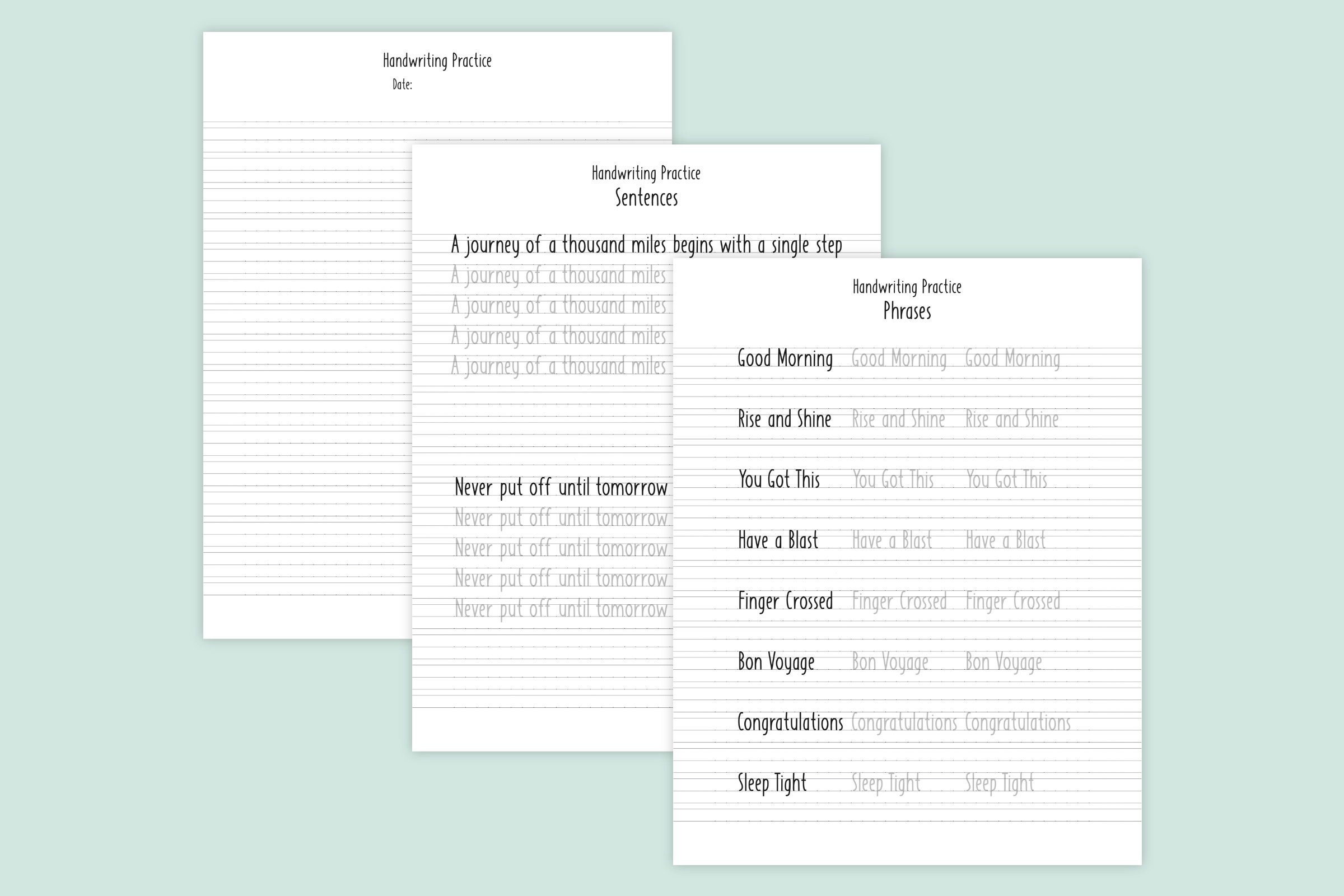 Handwriting Practice Sheets Handwriting Worksheet - Etsy