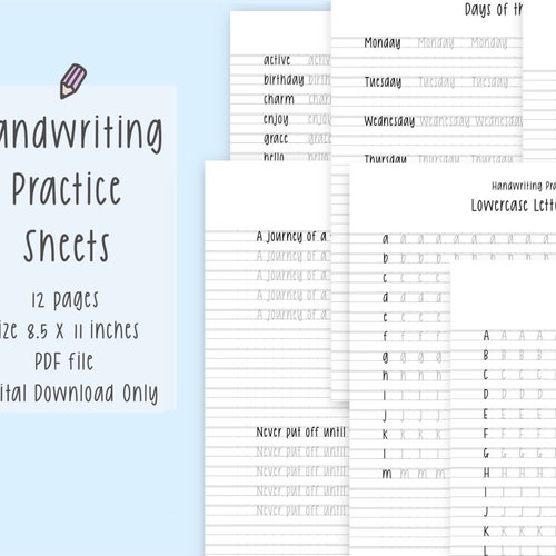 Handwriting Practice Sheets Handwriting Worksheet | Etsy