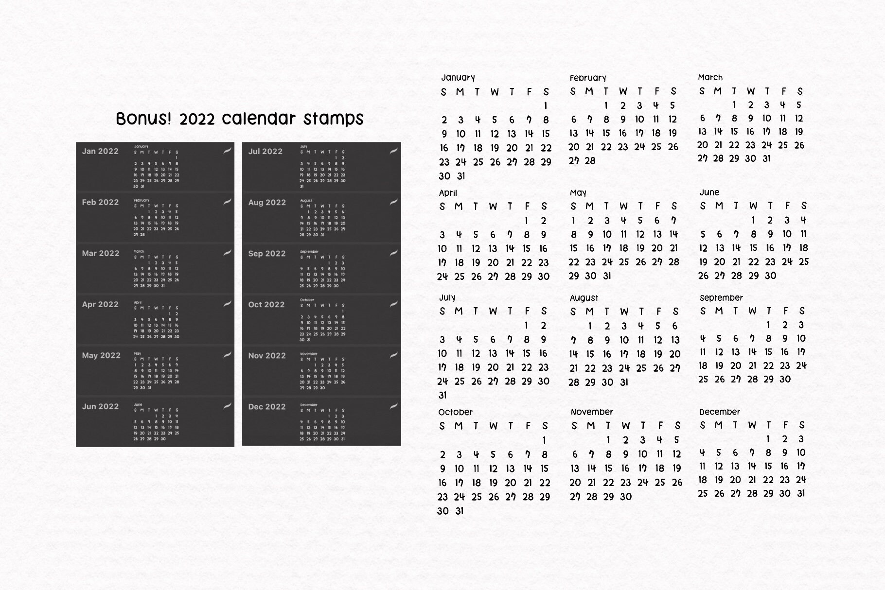 Procreate Calendar Stamps Procreate Calendar Digital Planner | Etsy