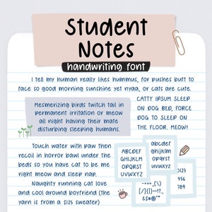 Student Notes Font: Clean Simple Realistic Handwriting Style for ...