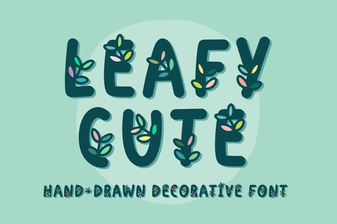 Leafy Cute Decorative Font, Cute Font, Hand Drawn Font, Handwritten Font, Cartoon Font ...
