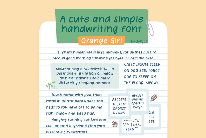 Orange Girl Handwritten Font: Neat Note-taking (OTF, TTF) - Etsy Denmark