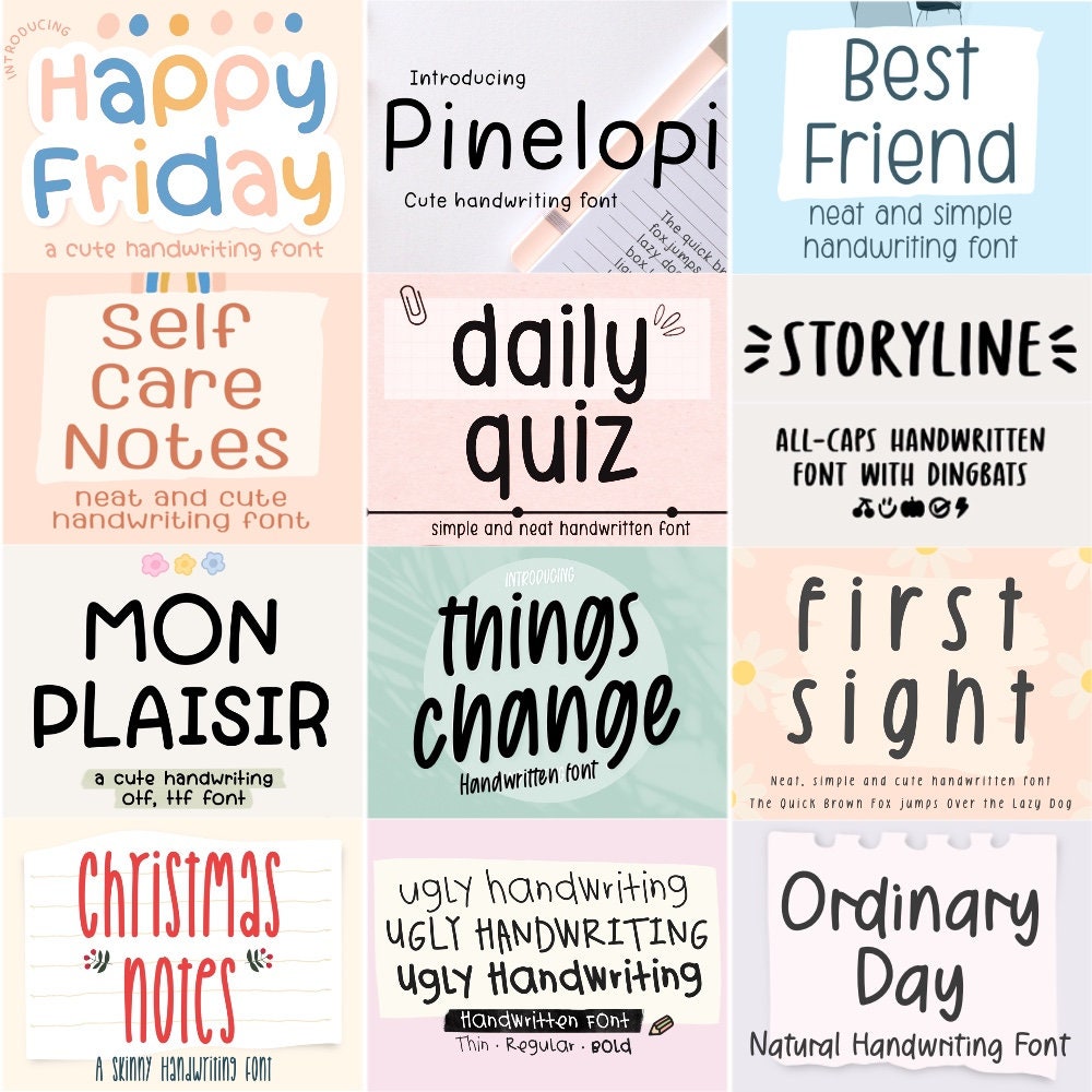 Handwritten Font Bundle Handwriting Font Bundle Neat Handwriting Font ...