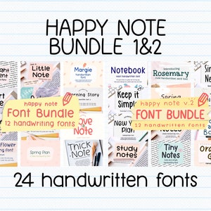 Happy Note Cute Handwritten Font Bundle 1&2 Note Taking Font - Etsy