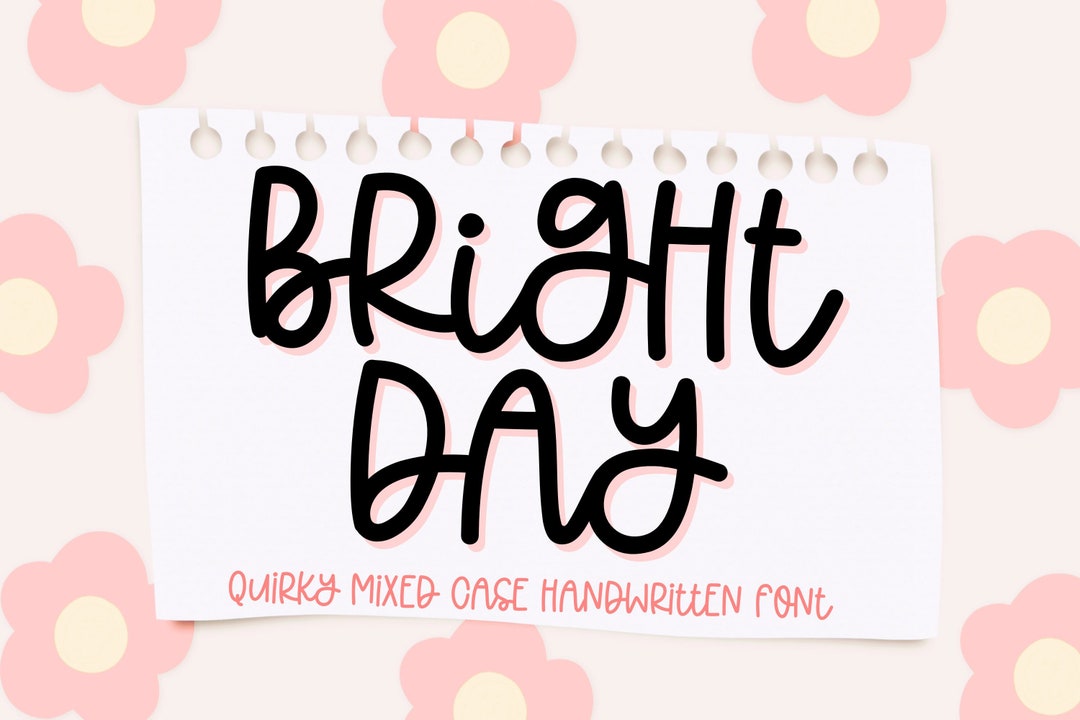 Bright Day, Handwritten Font, Handwriting Font, Handmade Font, Cute ...