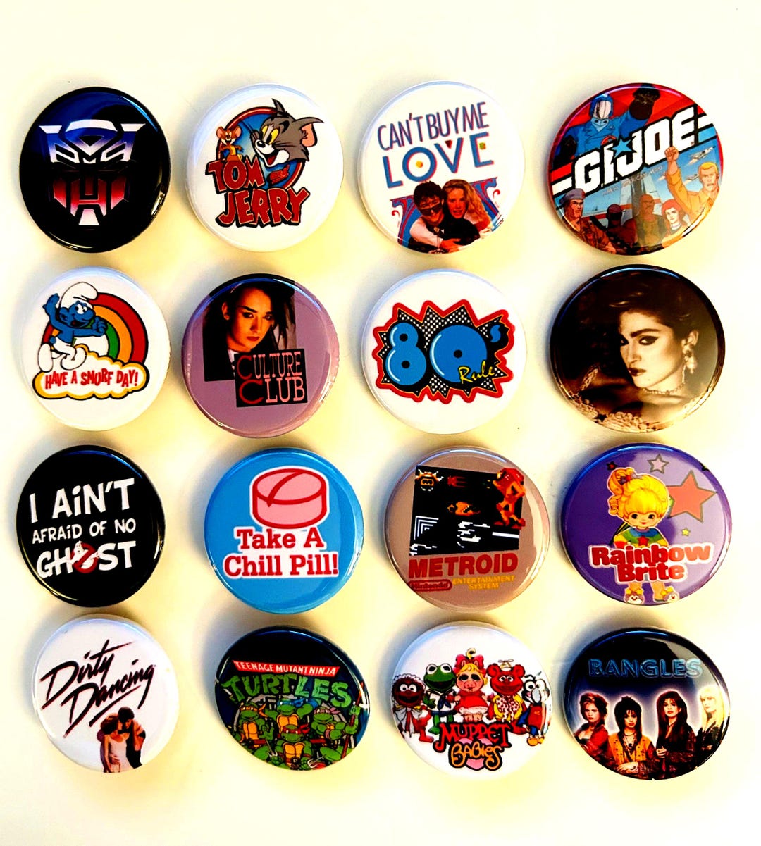 80s Style Pinback Buttons, Choose, 80s Party Favors - Etsy