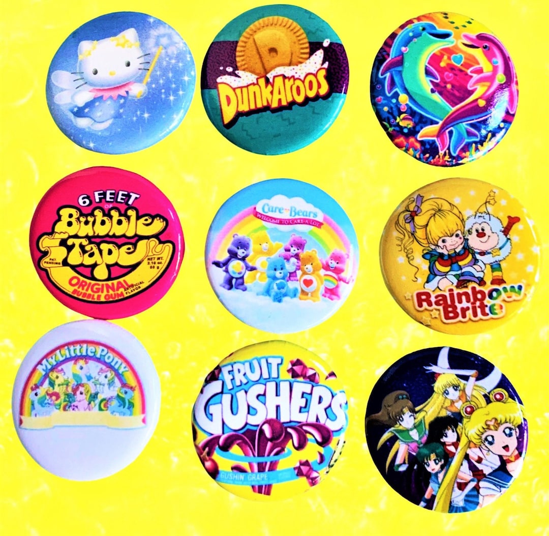 90s, 80s Style Pinback Buttons, Party Favors, 90s Pins, 80s Party ...