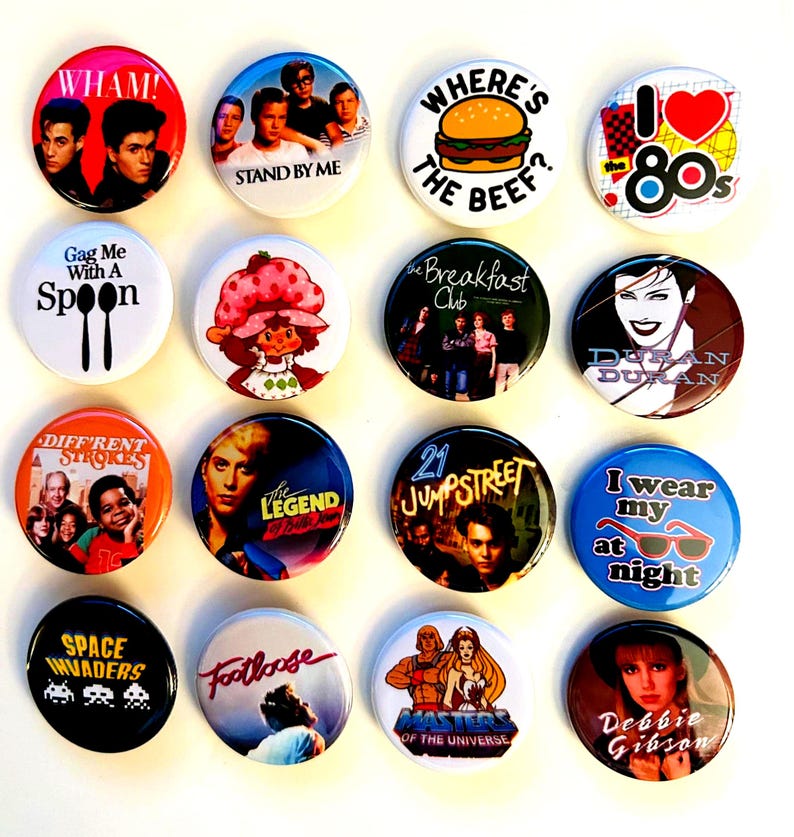 80s Style Pinback Buttons, Choose, 80s Party Favors - Etsy