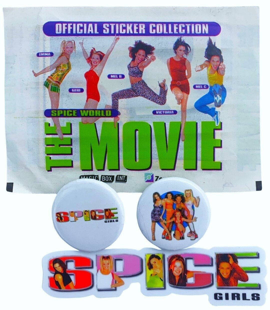 Spice Girls Gift Pack, 1997 Sticker Pack, Buttons