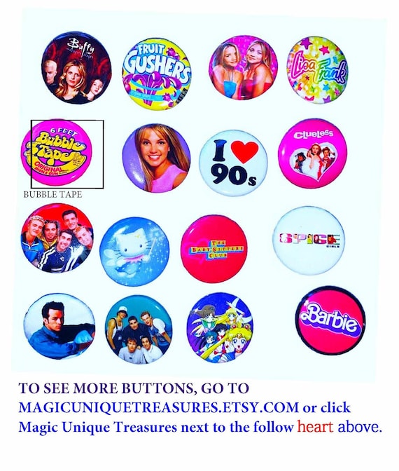 90s Style Buttons, 90s Party favors, Choose One Pinba… - Gem