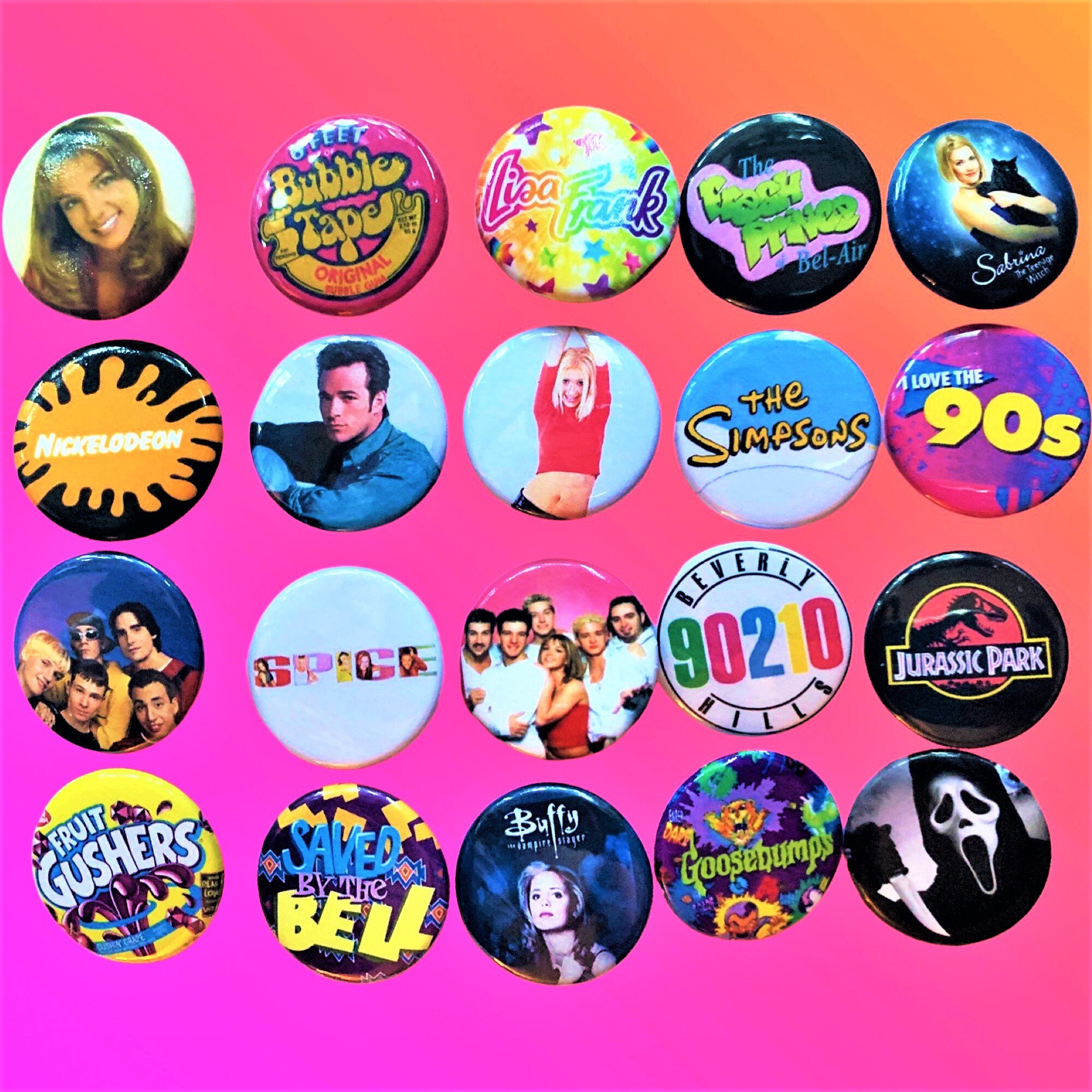 90s Style Buttons 90s Party Favors Choose One Pinback - Etsy