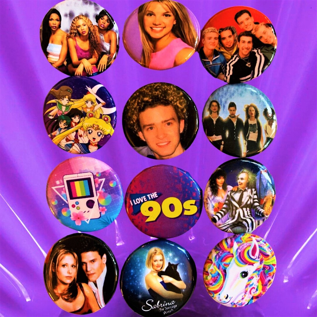 90s Style Pinback Buttons (choose Your Faves) 90s Pins, 90s Party ...