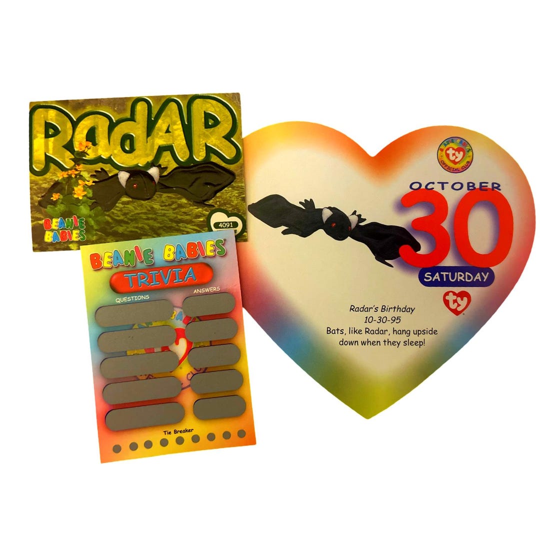 Beanie of the Day (october 30th) Radar the Bat, Beanie Baby Birthday ...