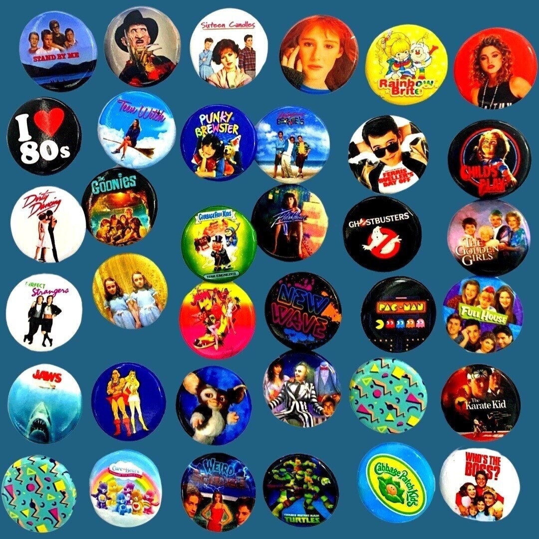 80s Style Pinback Buttons, Choose Buttons, 80s Party, 80s Party Favors ...